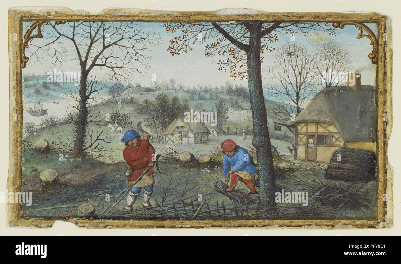 Gathering Twigs; Simon Bening, Flemish, about 1483 - 1561, Bruges ...