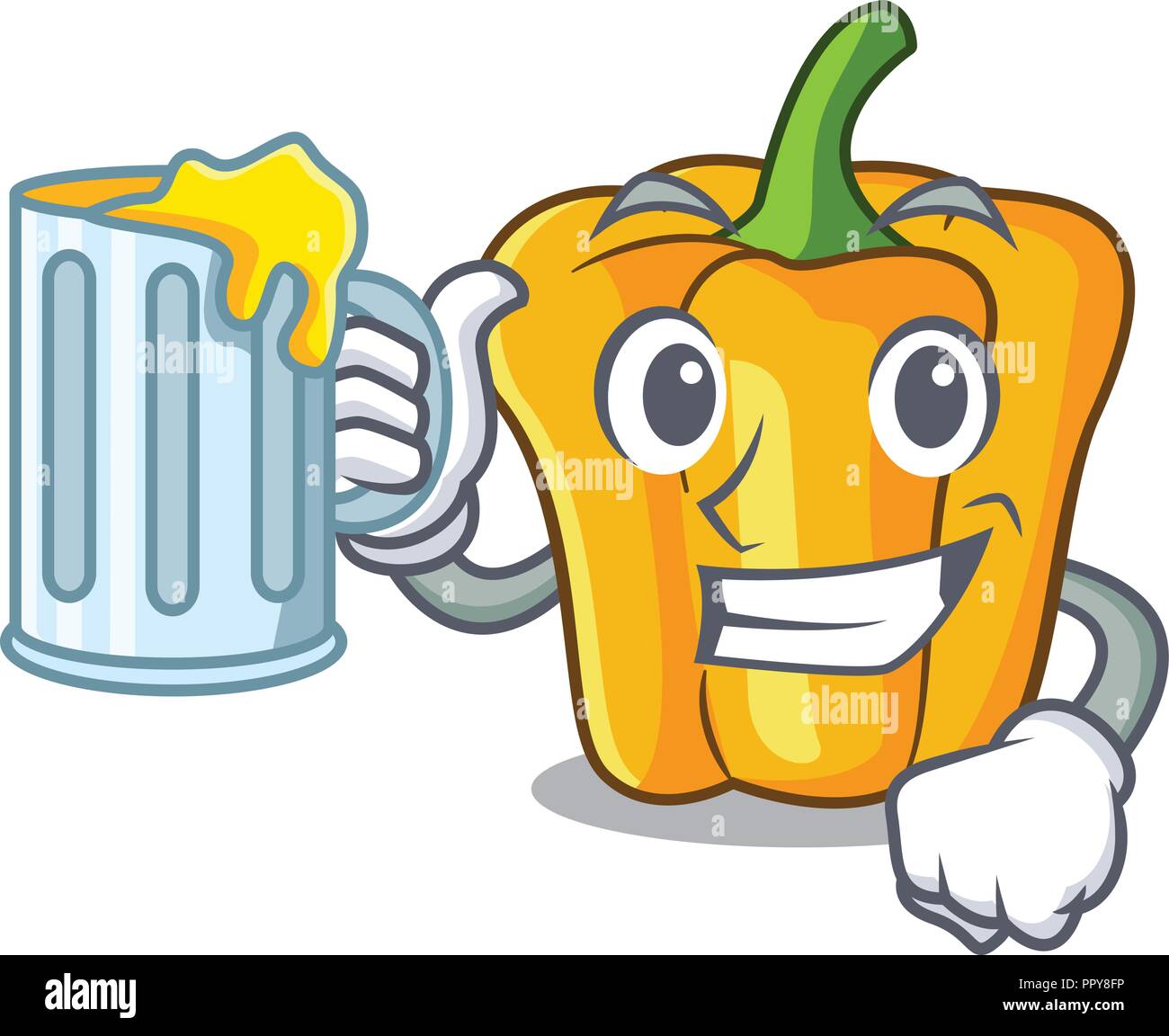 With juice sweet yellow pepper in the kitchen cartoon Stock Vector ...