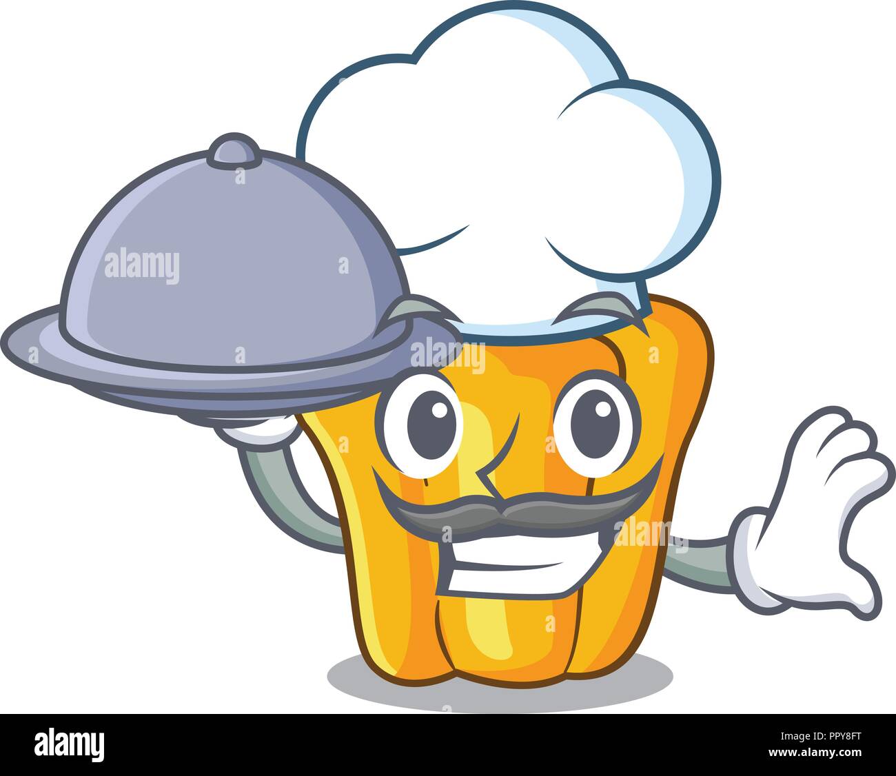 Chef with food sweet yellow pepper in the kitchen cartoon Stock Vector ...