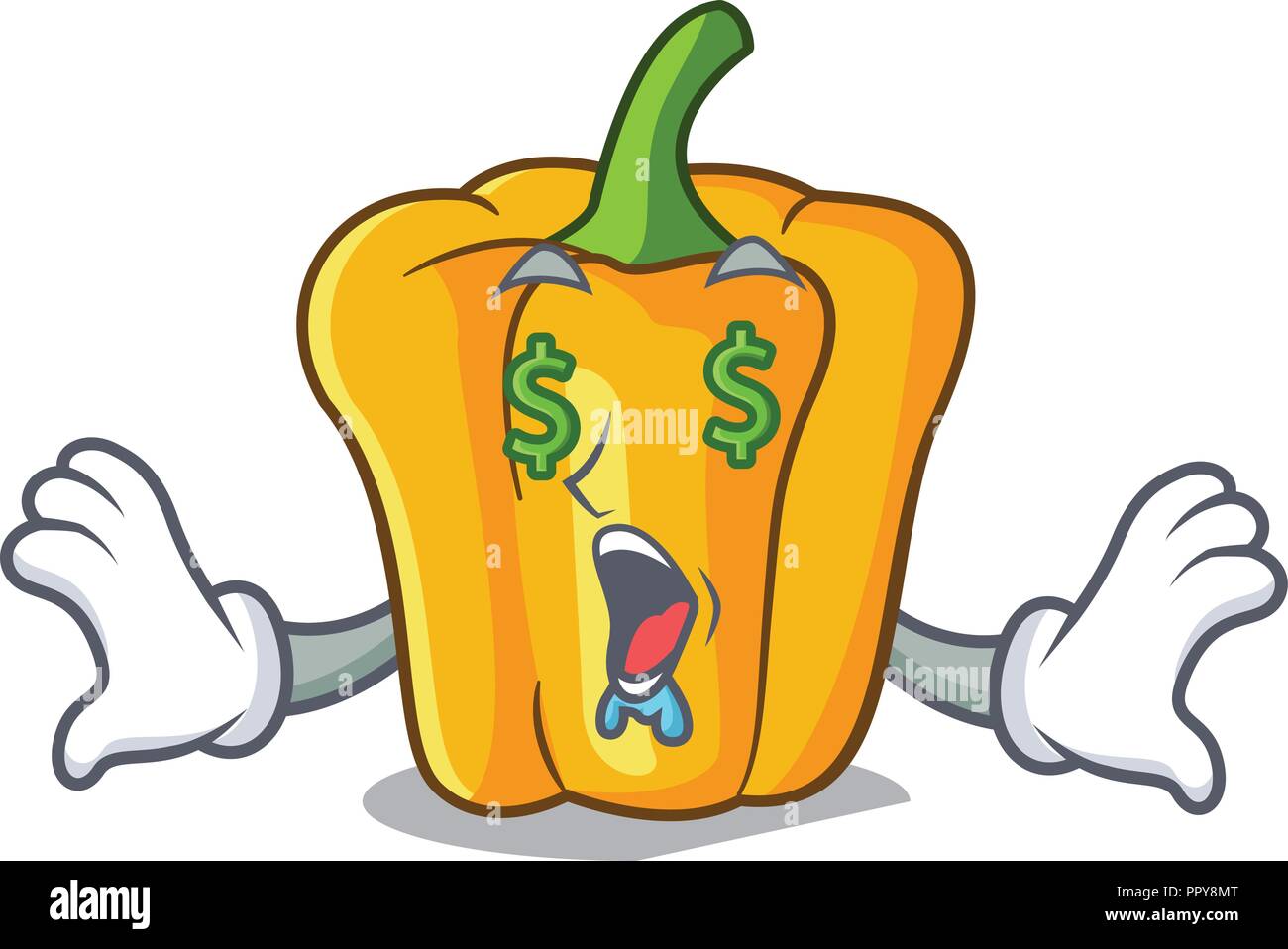 Money eye sweet yellow pepper isolated on mascot Stock Vector Image ...
