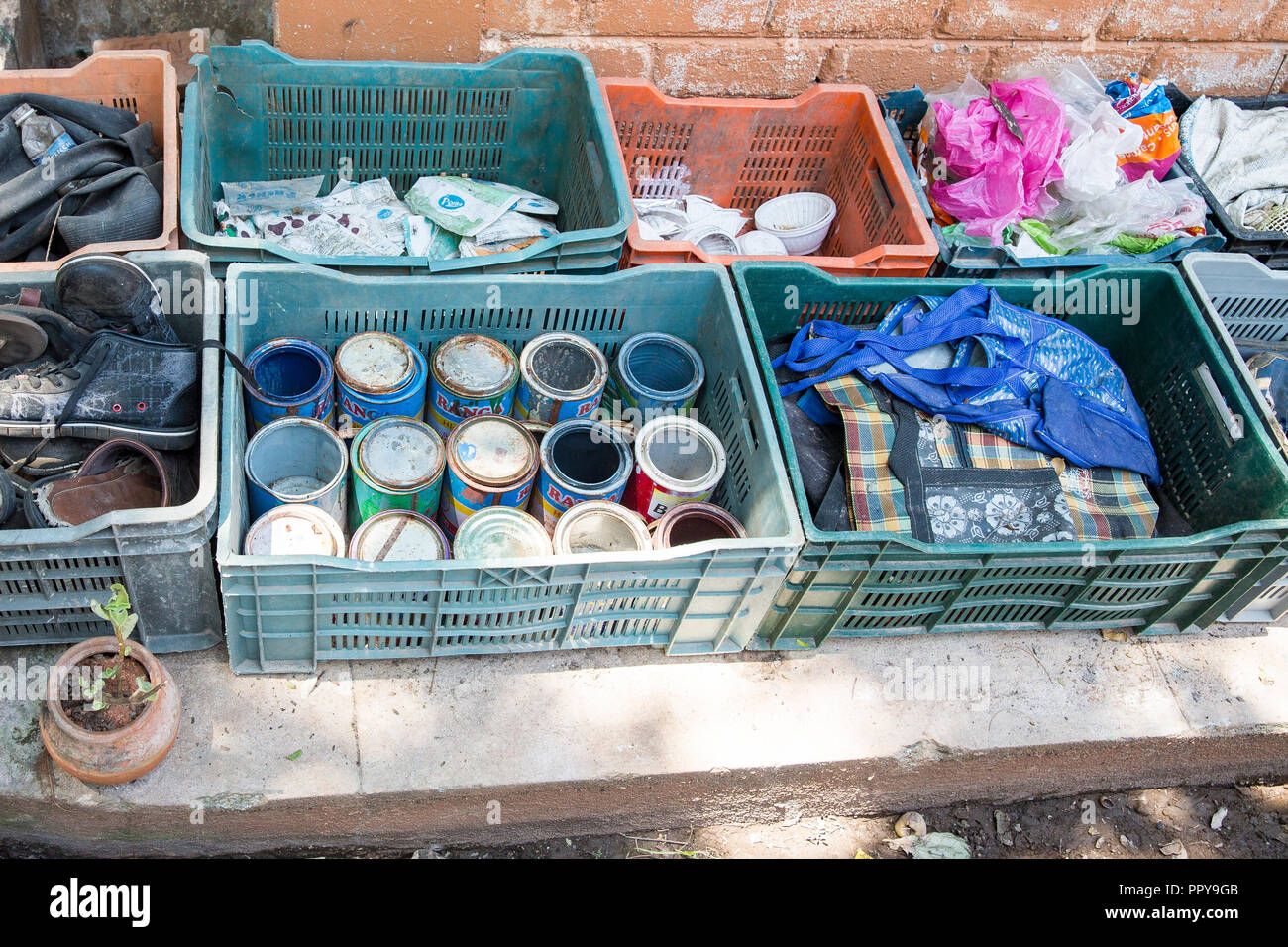 Trash for recycle and reduce ecology environment Stock Photo - Alamy