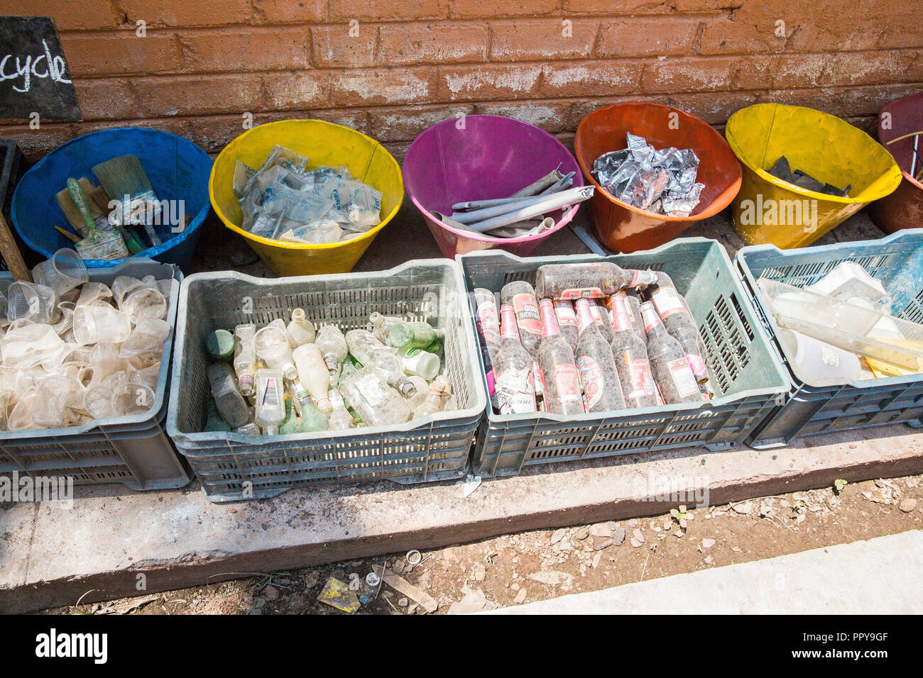 Trash for recycle and reduce ecology environment Stock Photo - Alamy