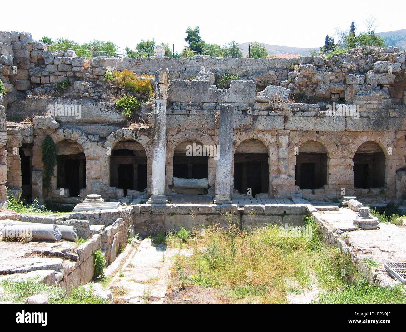 Archaeological site of Ancient Corinth Peloponnese Greece Stock Photo ...