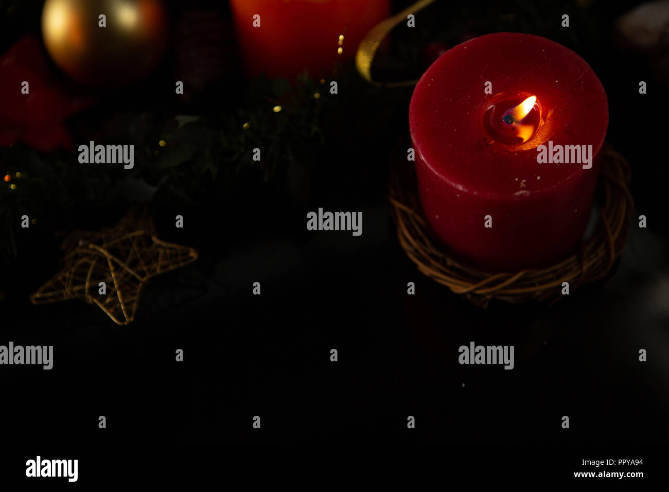 Christmas red circle candles Stock Photo - Alamy