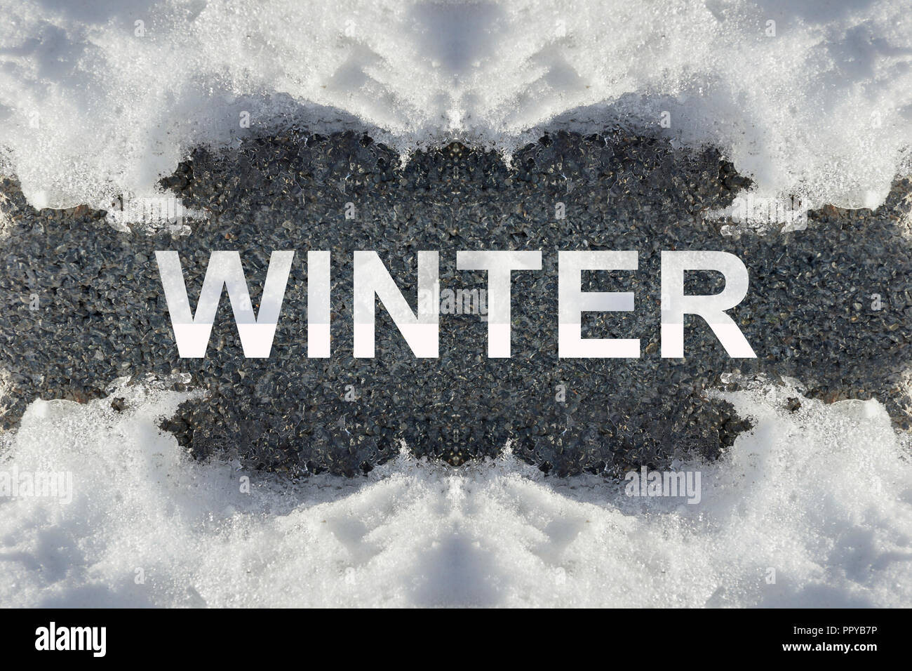 stone ice and snow texture background inscription winter close-up Stock ...