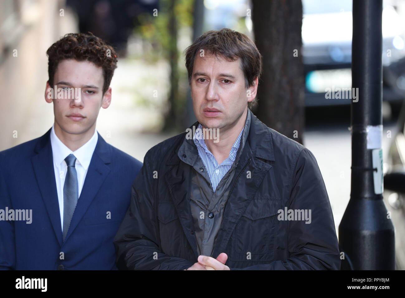 Nadim Ednan-Laperouse, with his son Alex, outside West London Coroners ...