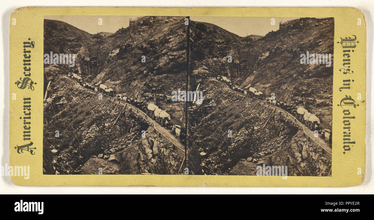 Wagon Trains, Colorado; about 1870; Albumen silver print Stock Photo ...