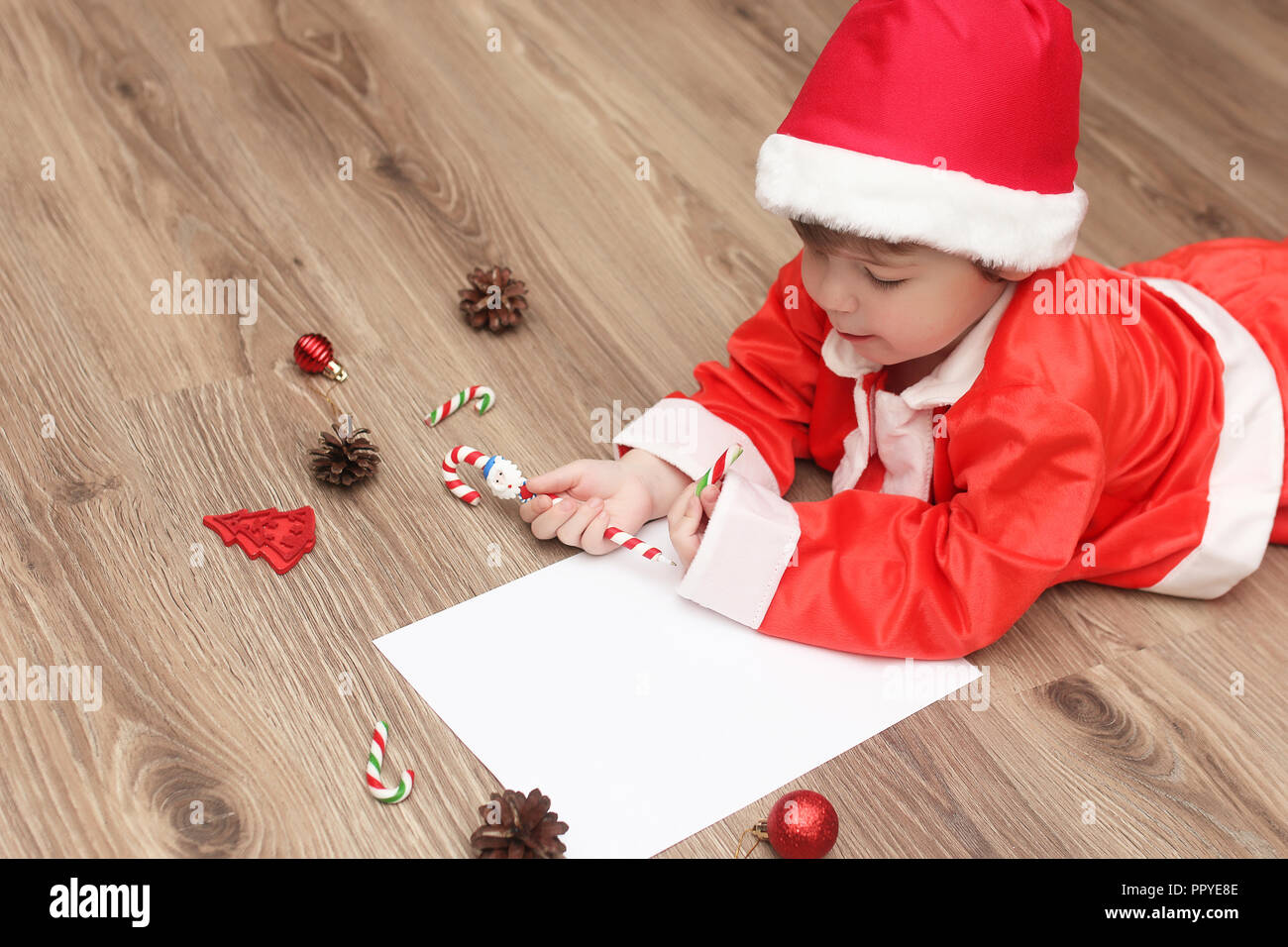 Little kid are writing letter to Santa Stock Photo - Alamy