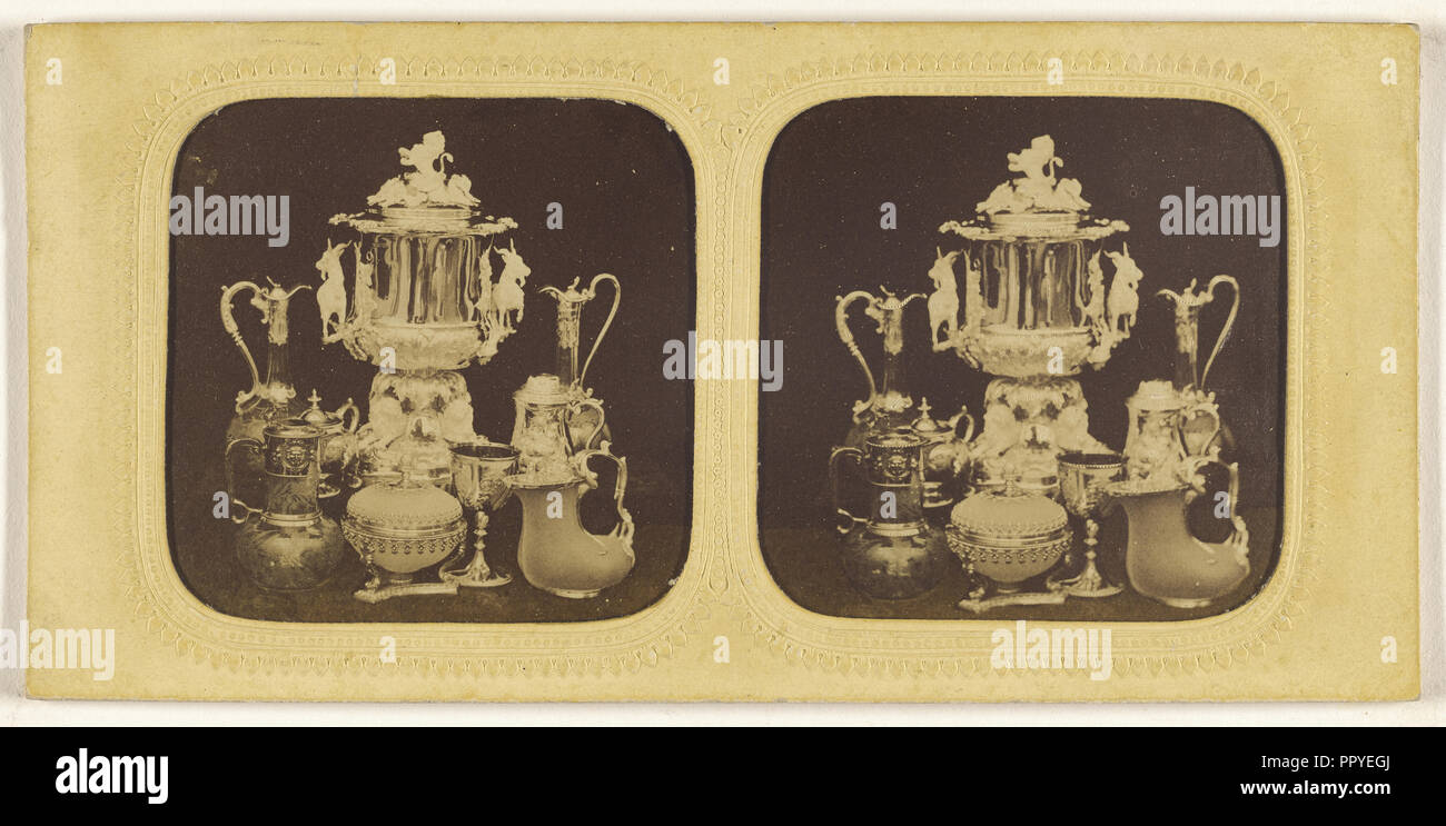 Display of fine silver; about 1865; Hand-colored Albumen silver print ...