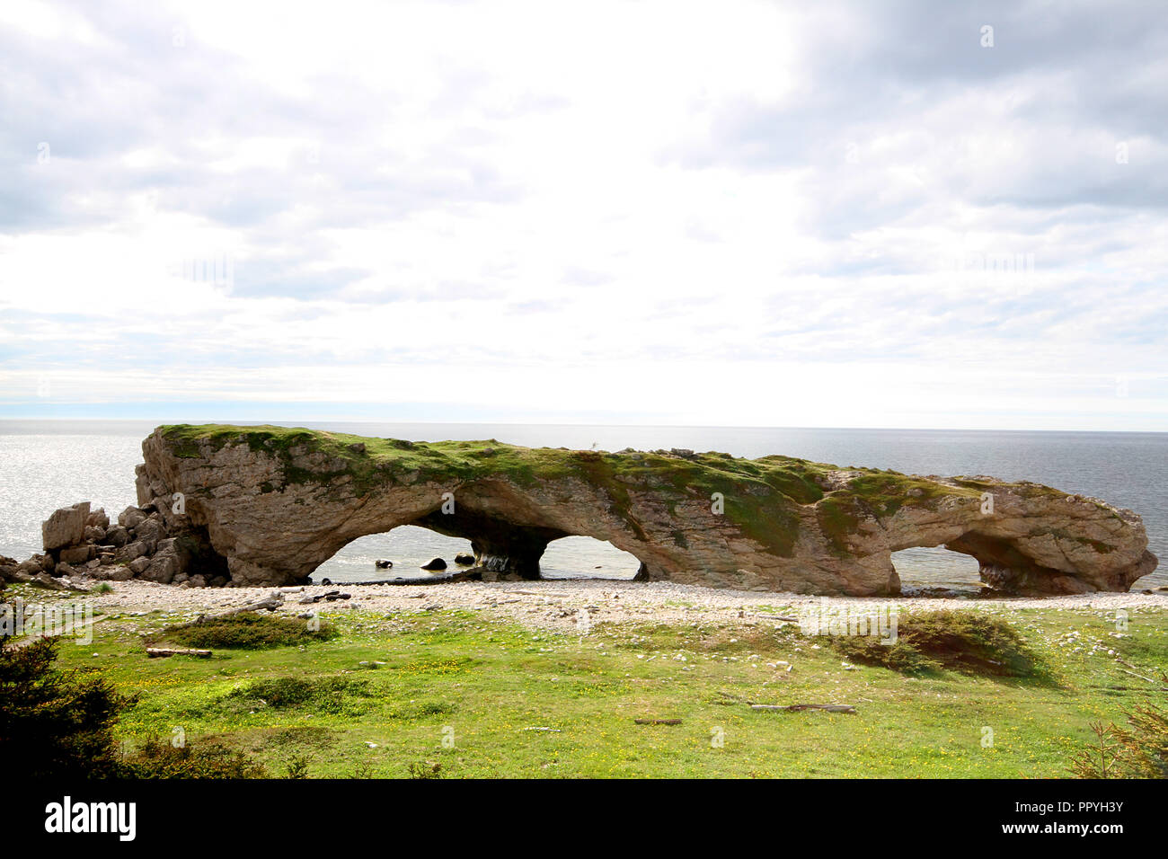 Arches Provincial Park, Portland Creek, Newfoundland, A natural rock ...