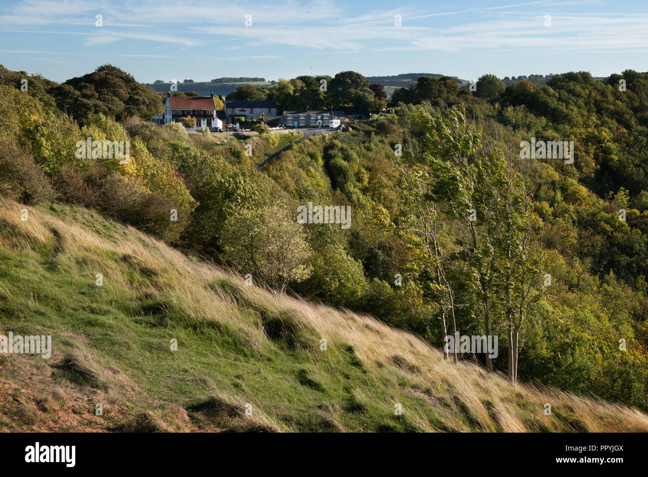 View of Monsal Head and the valley below to the Monsal Trail Peak ...