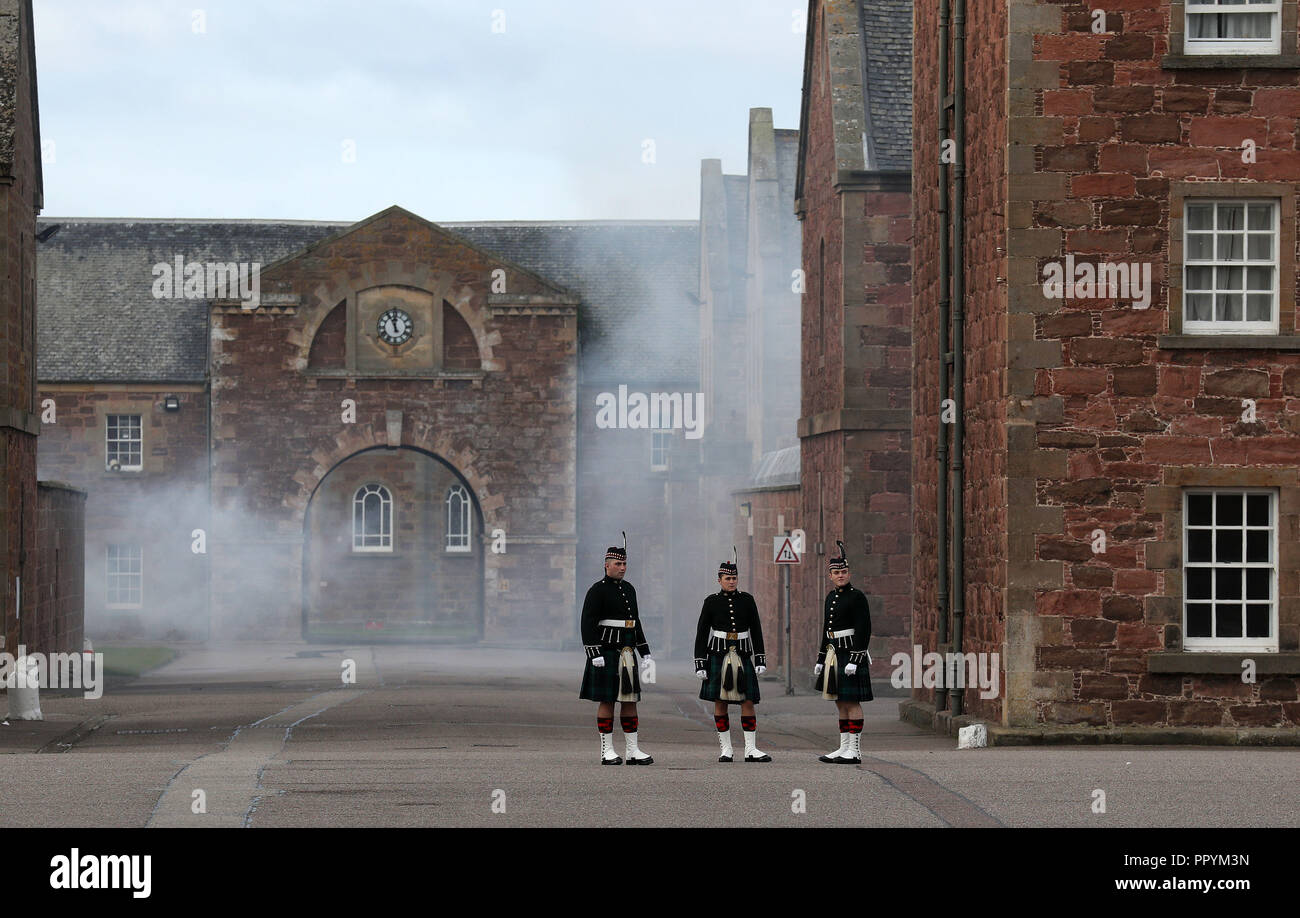 Soldiers make their way through Fort George barracks ahead of the ...