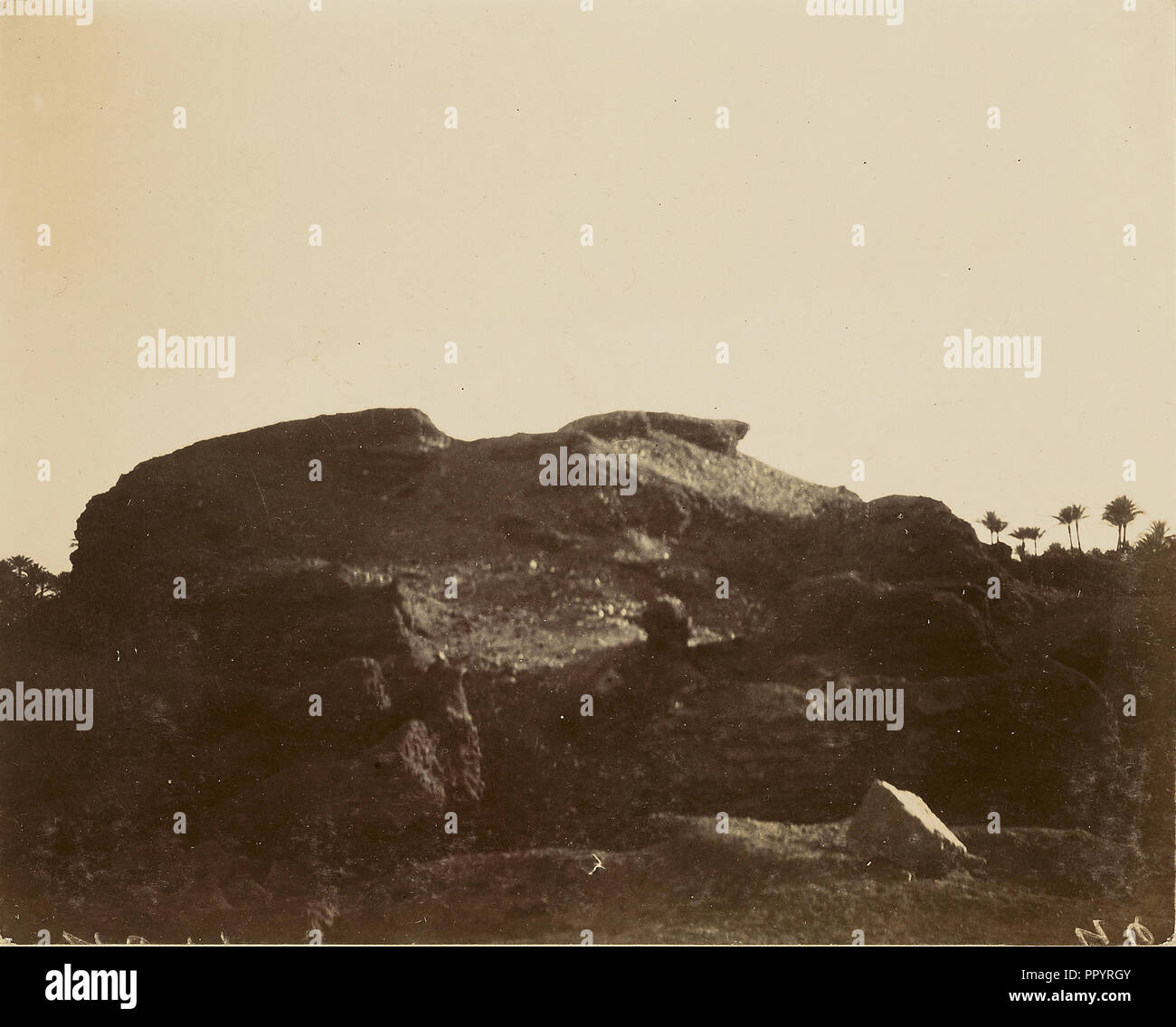 Desert landscape in shadow; about 1860 - 1880; Tinted Albumen silver ...