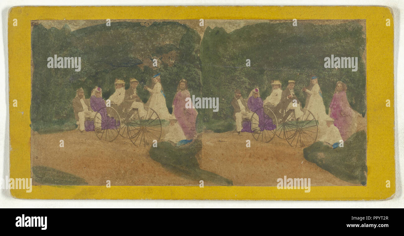 Group of men and women on carriage, possibly in Central Park, New York ...