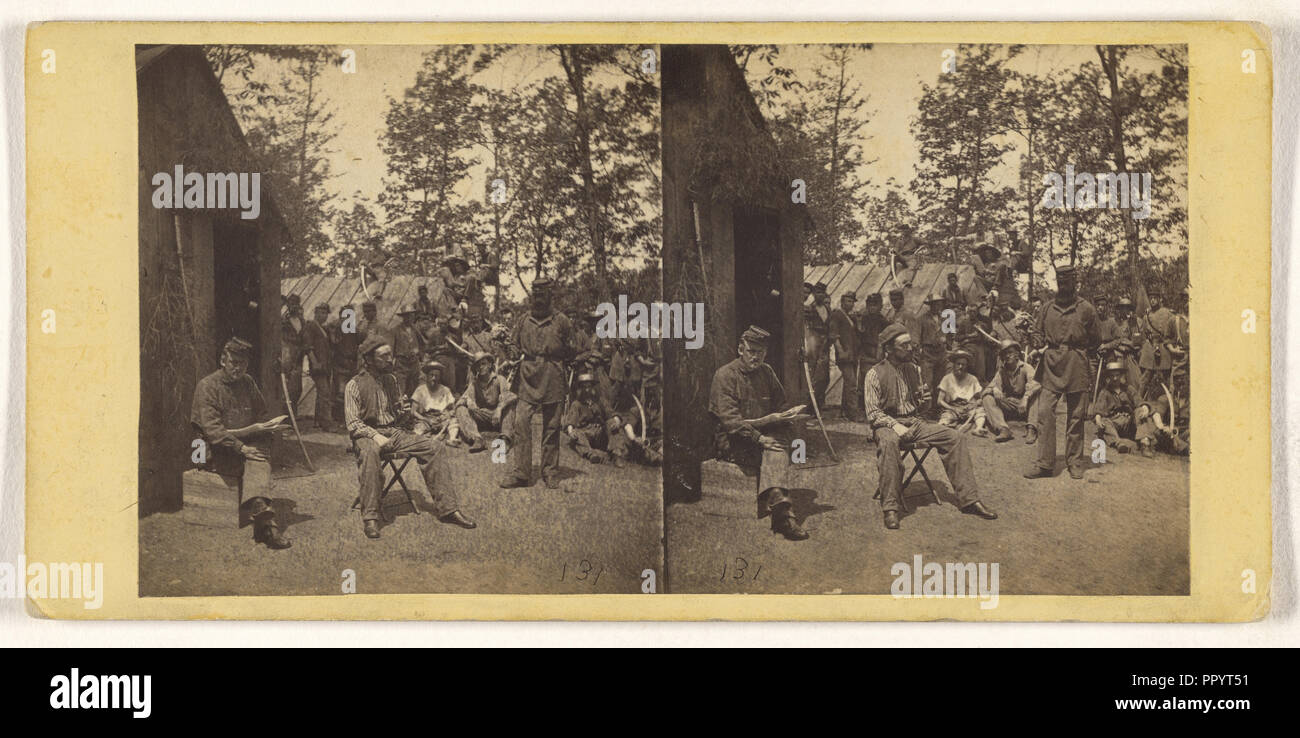 Group of Civil War soldiers at camp site; American; about 1862 - 1864 ...