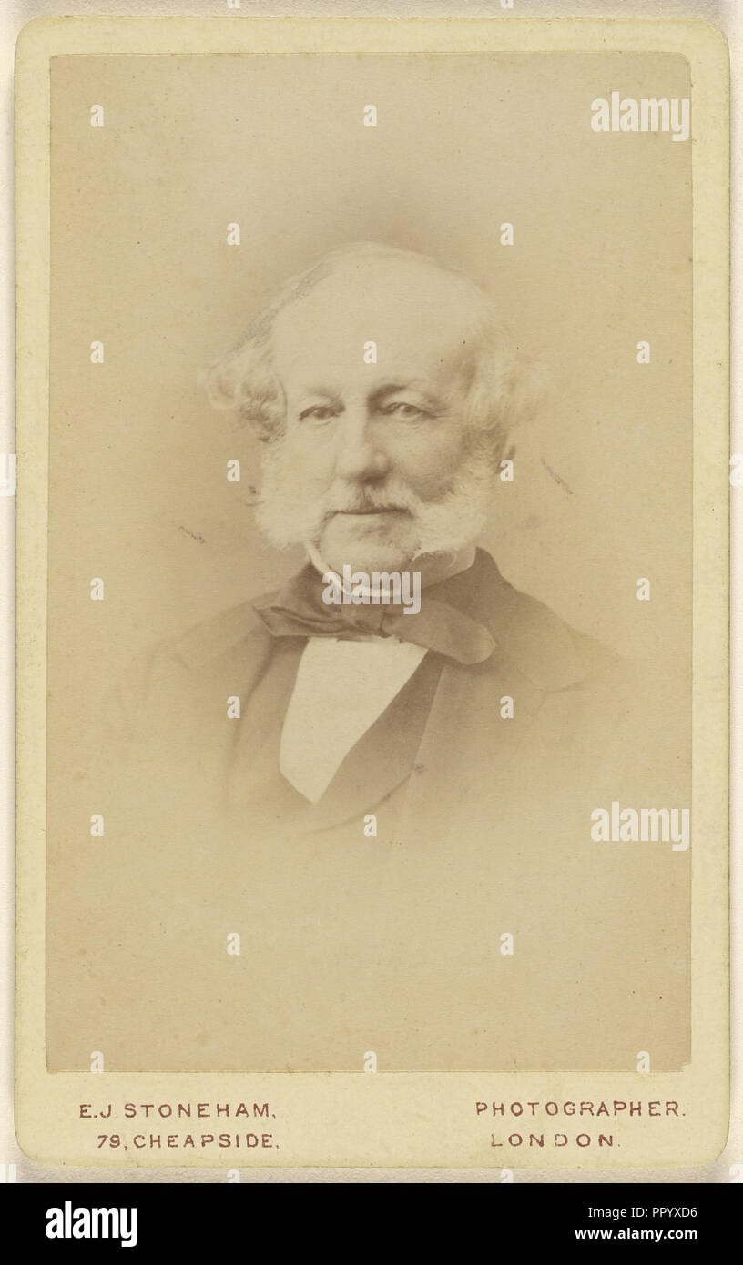 white bearded man wearing a bow tie, printed in vignette-style; Edmund ...