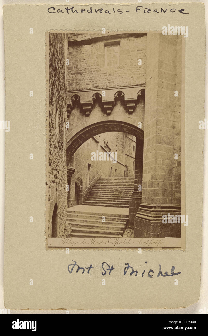 Abbaye du Mont St. Michel - Pont fortifie; French; about 1894; Albumen ...