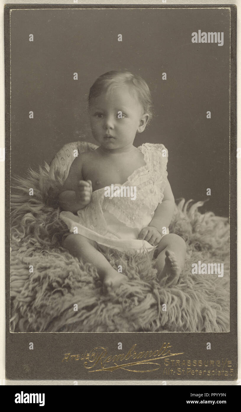 baby seated on a lamb-skin rug; Atelier Rembrandt, French, active ...