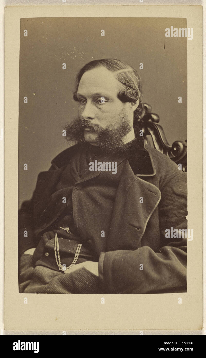 man with moustache and bushy muttonchops, seated; George Wallis ...