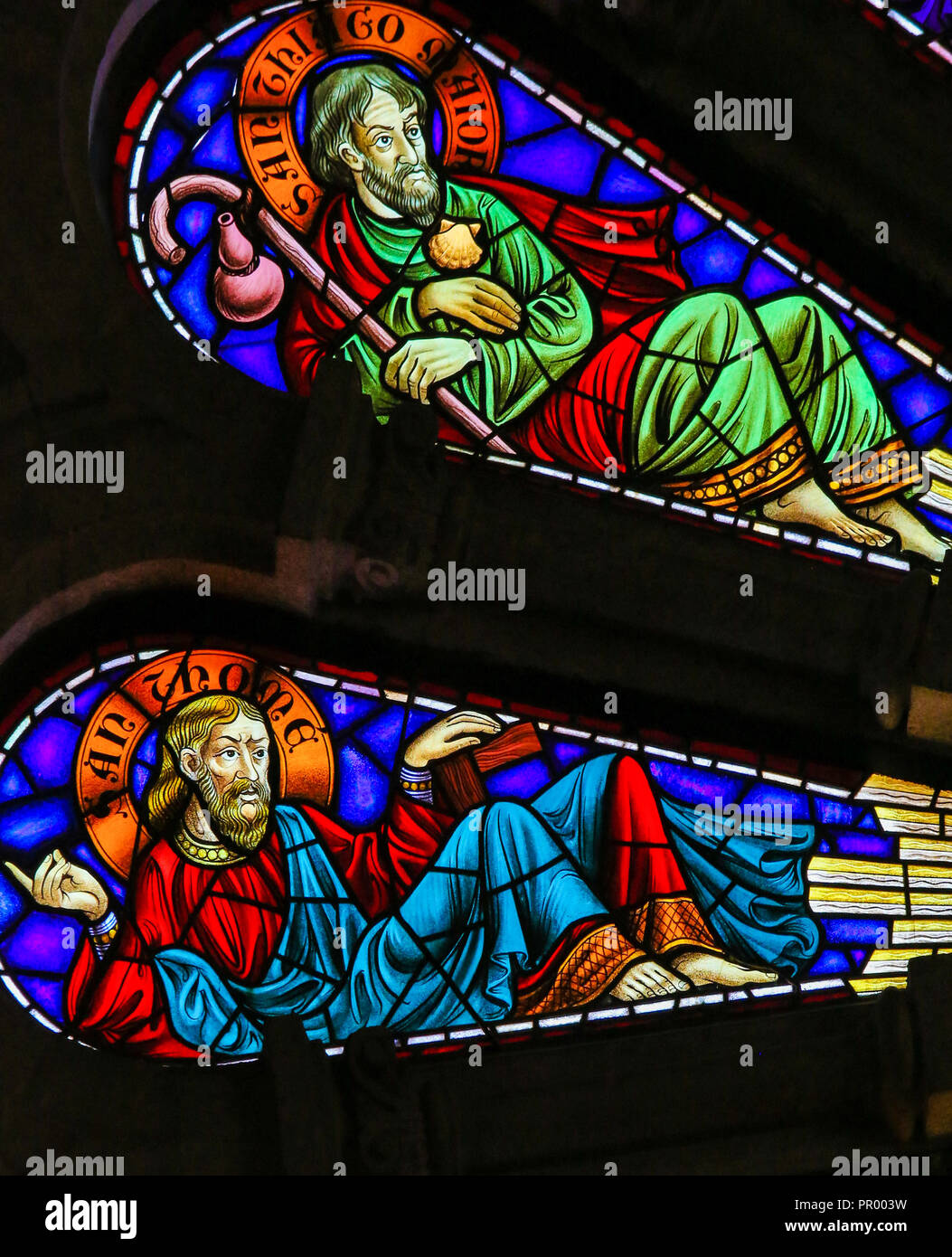 Stained glass window depicting Saint Thomas and Saint James in the ...
