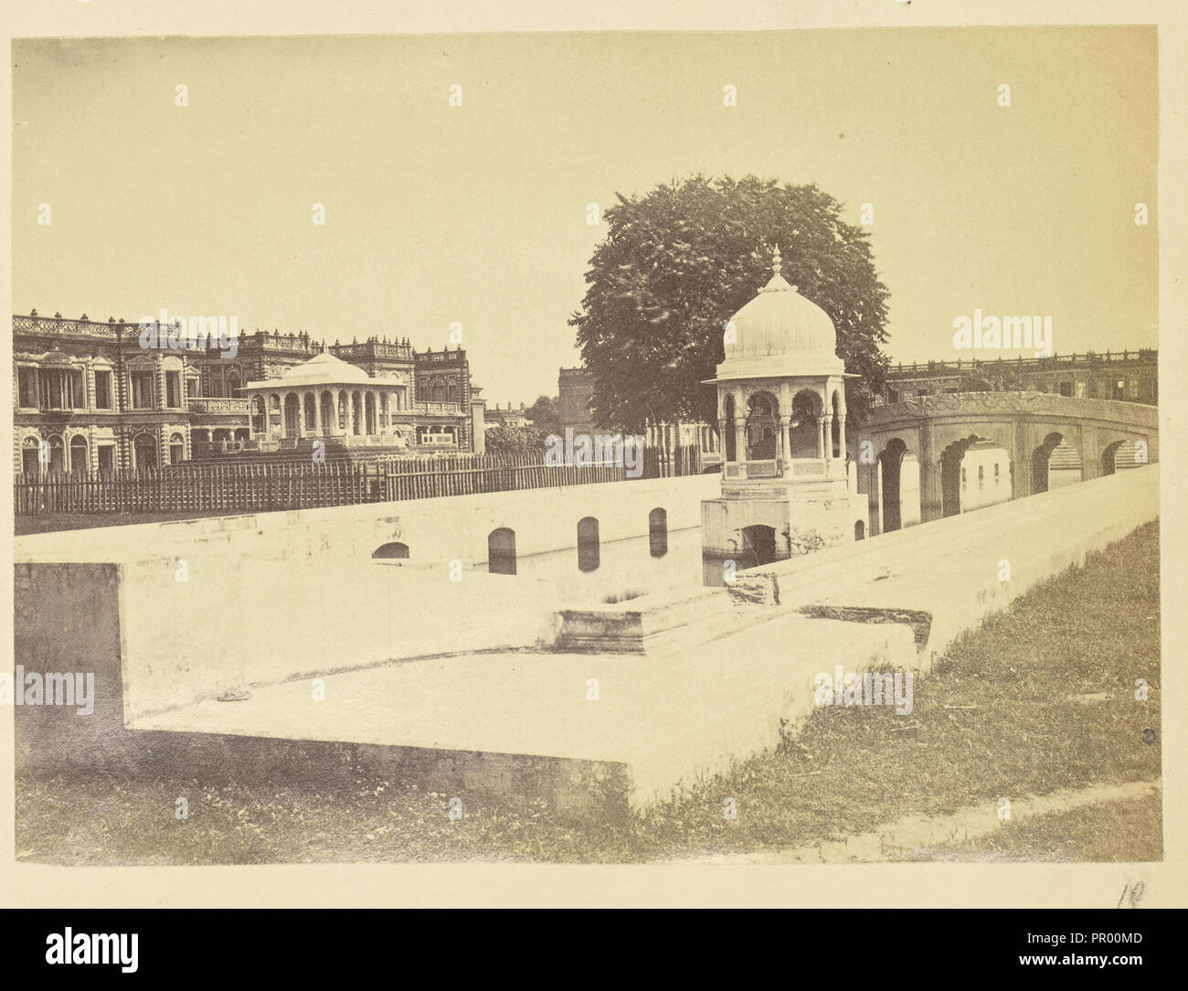 Pool with Pavilion and Bridge in the Kaiserbagh, India; Lucknow, India ...