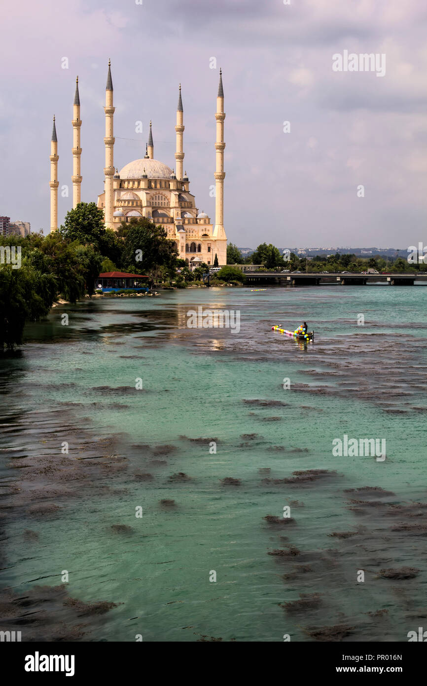 Adana Sabanci Central Mosque, Seyhan River and Clouds - Adana, Turkey ...