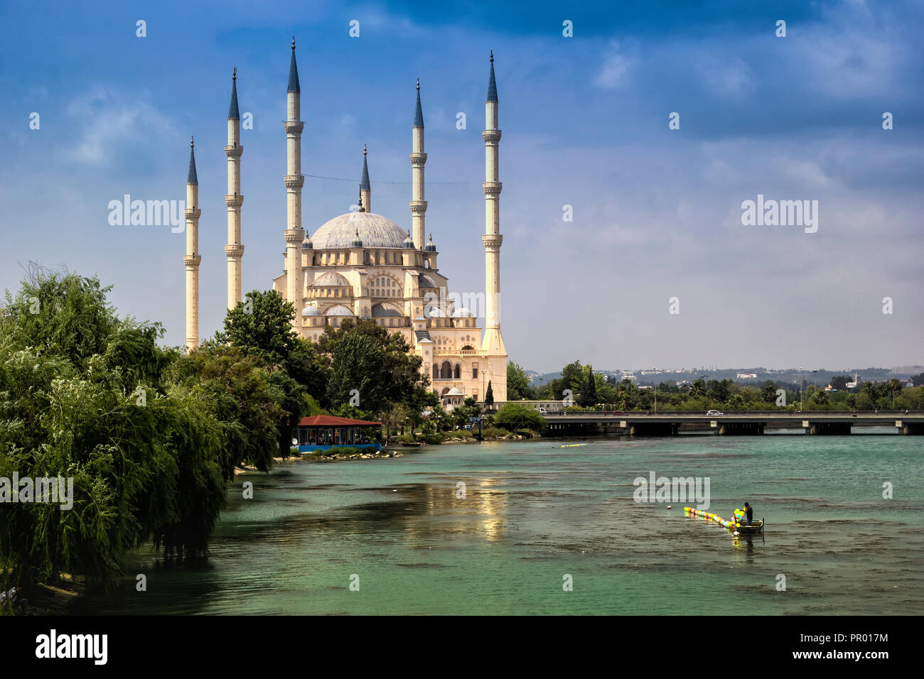 Adana Sabanci Central Mosque, Seyhan River and Clouds - Adana, Turkey ...