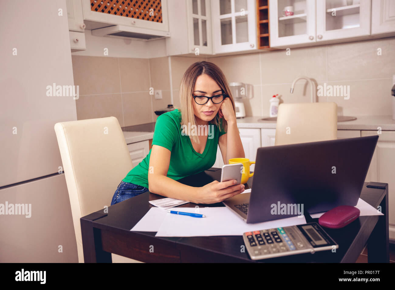 Stressed single mother bills hi-res stock photography and images - Alamy