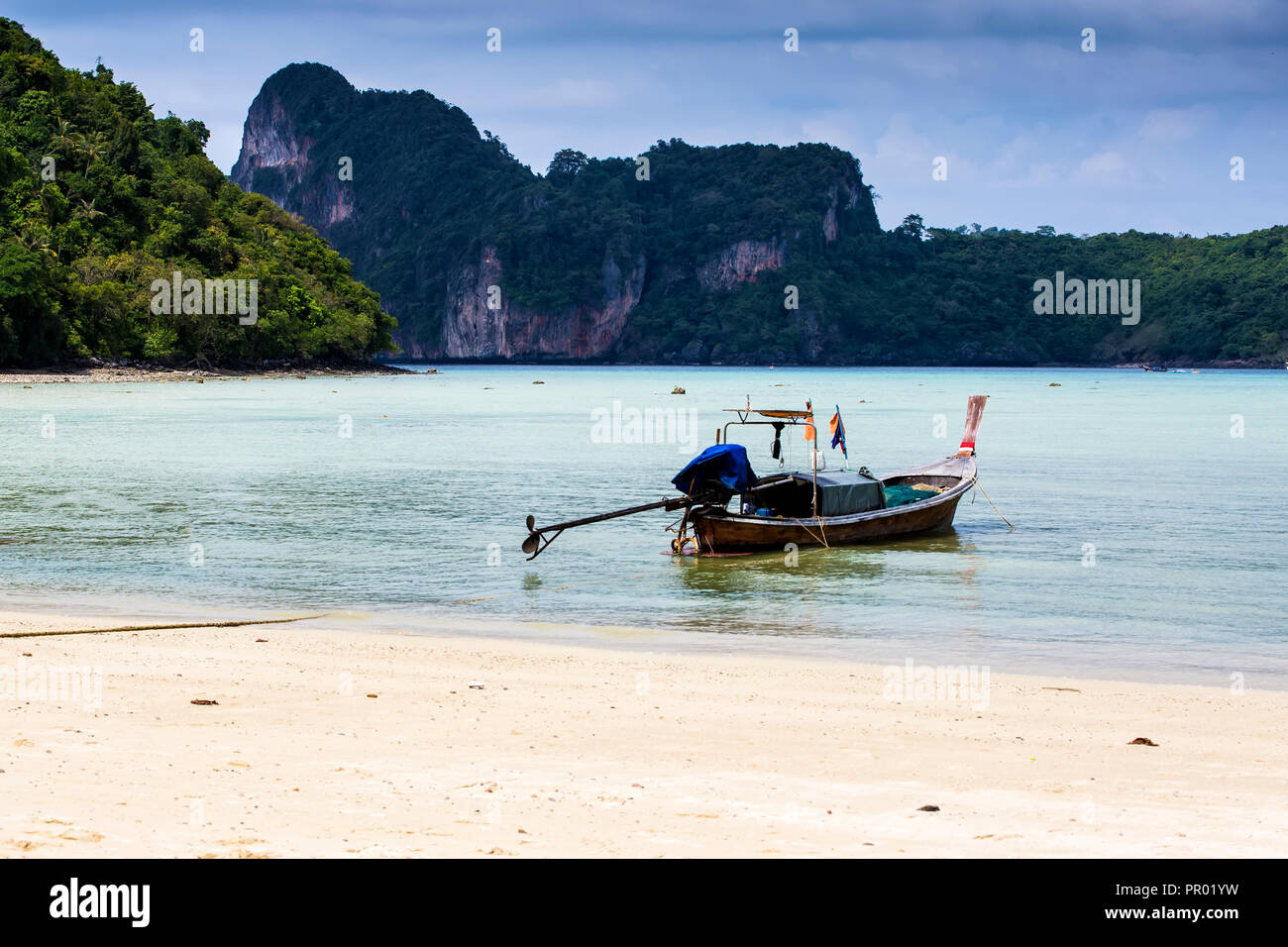 Long tail boat on Phi Phi Islands, Thailand.An exotic place Stock Photo ...