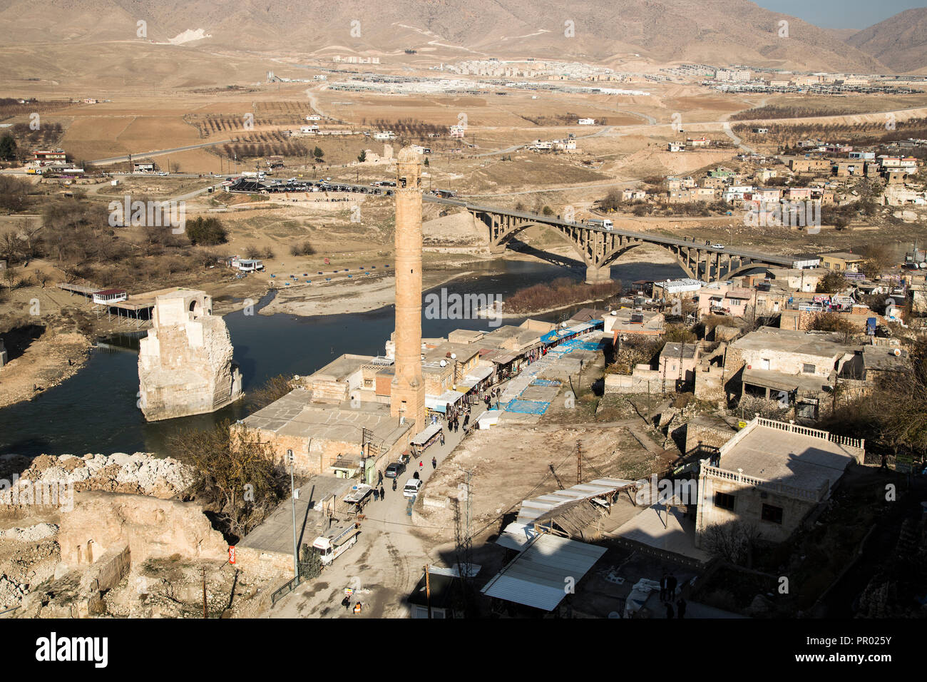 The landscape of the Hasankeyf region. Ancient residential area in ...