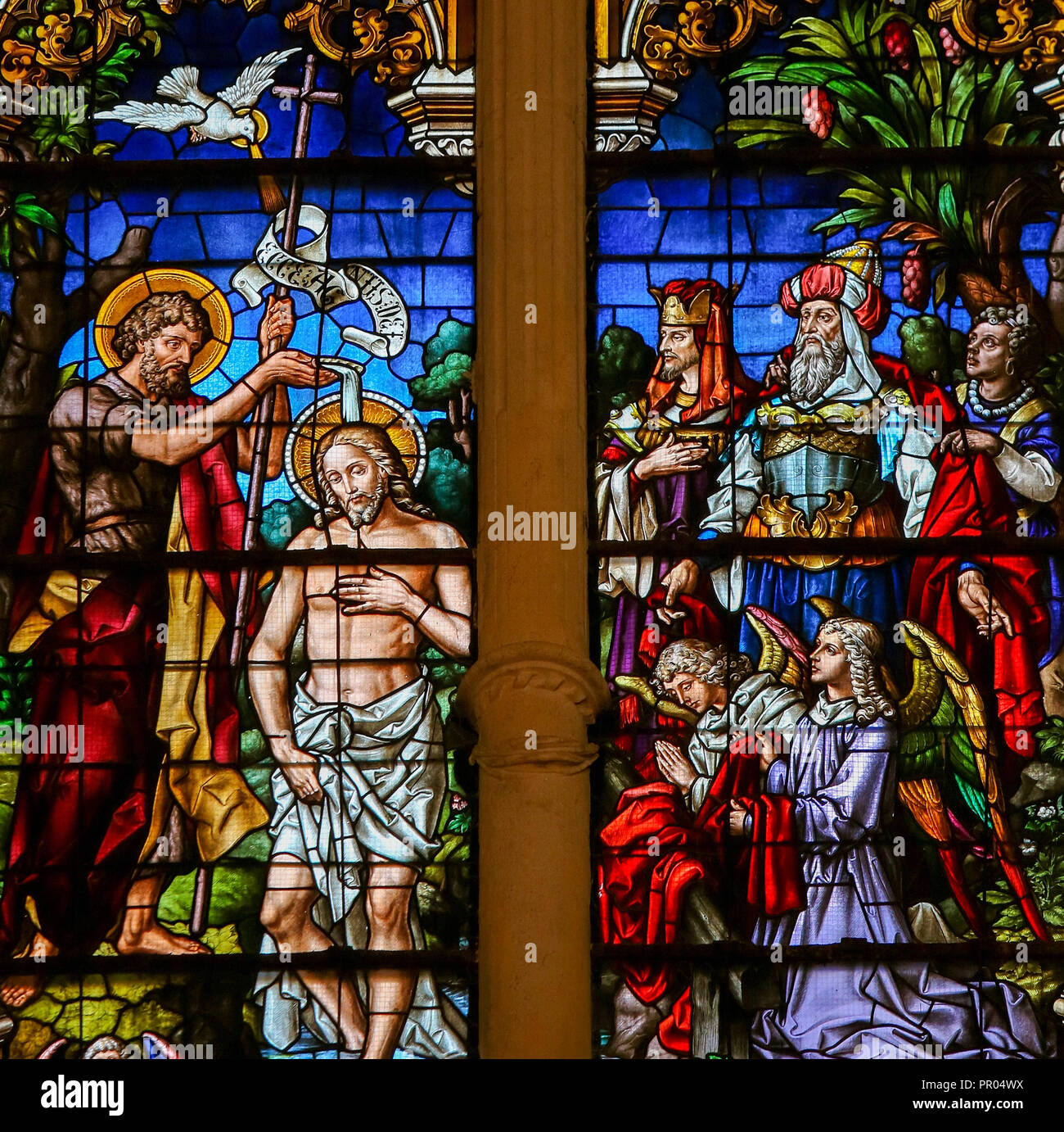 Stained Glass Window Jesus Baptism High Resolution Stock Photography ...