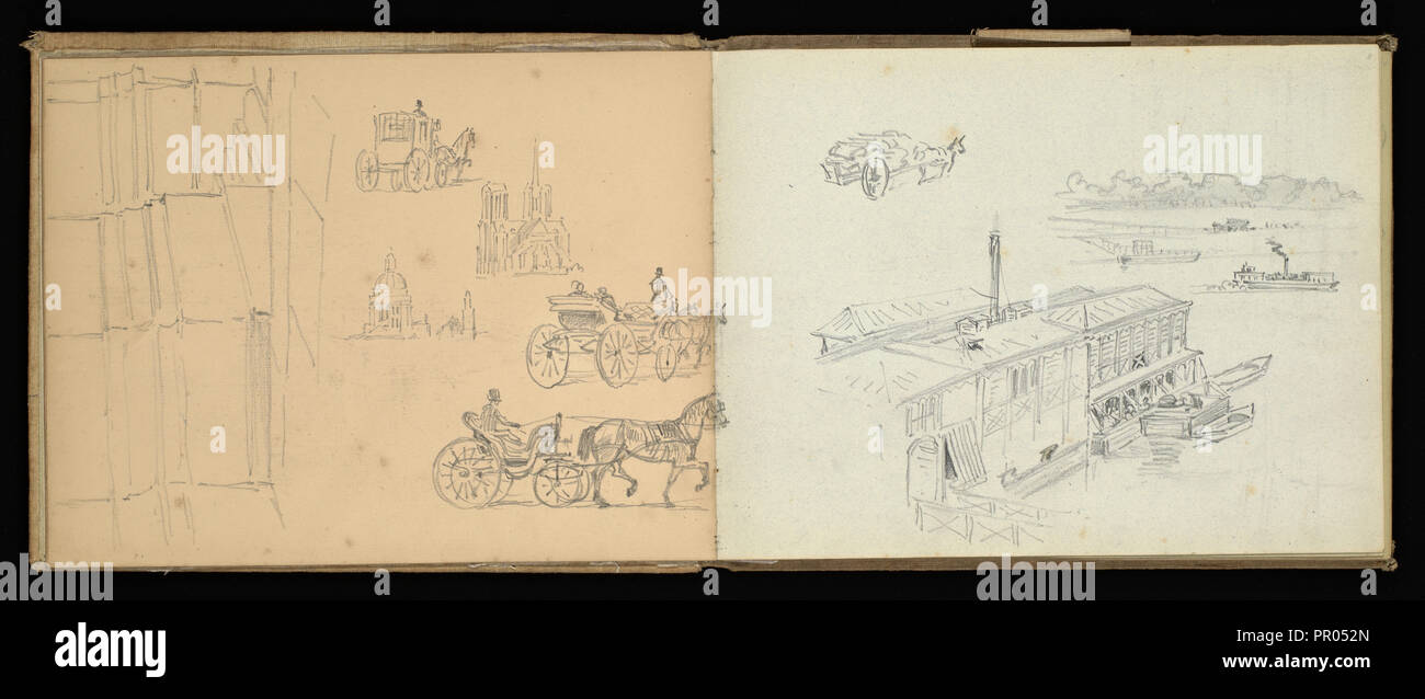 Sketchbook, Preziosi, Amadeo, 1816-1882, pencil, gray wash, white ...