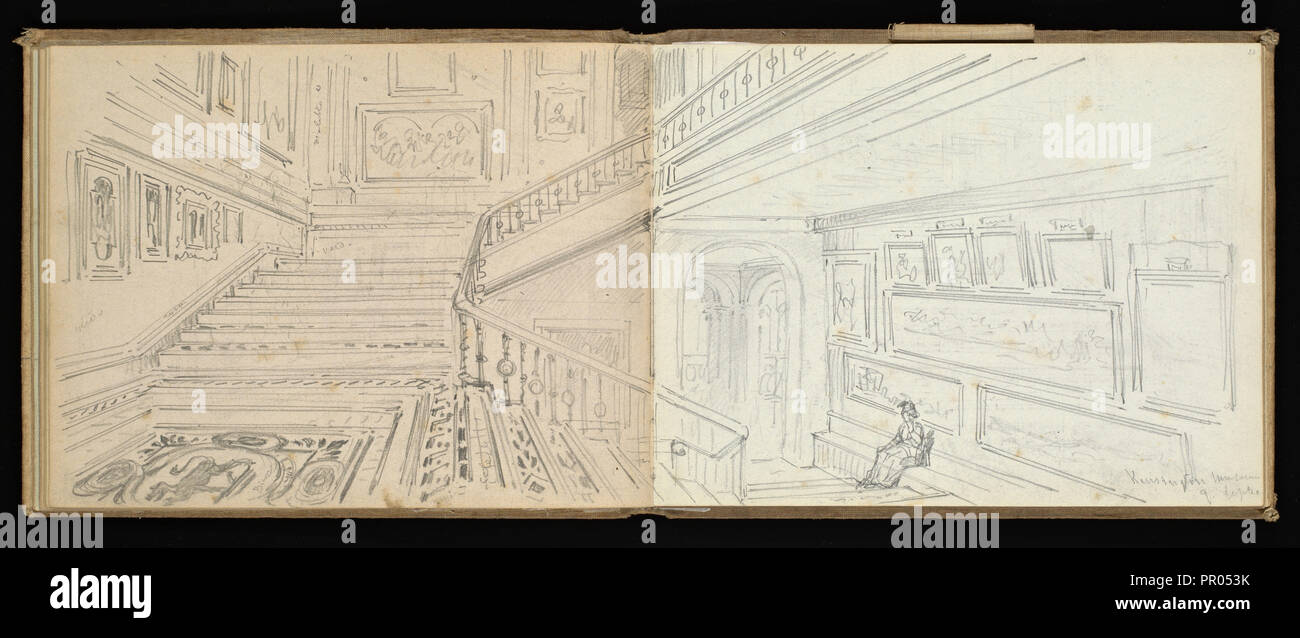 Sketchbook, Preziosi, Amadeo, 1816-1882, pencil, gray wash, white ...