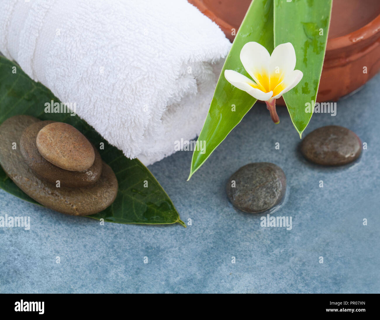 spa objects for relax massage with sunlight outdoor Stock Photo - Alamy