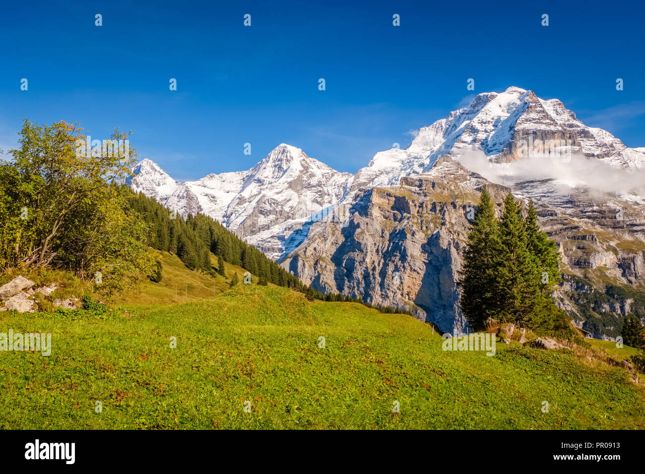 Spectacular mountain views between Murren and Allmendhubel (Berner ...