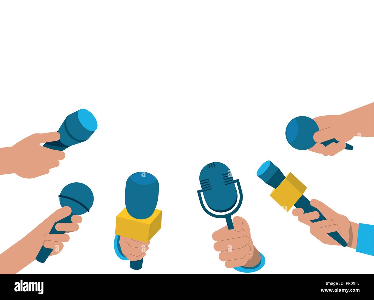 A set of microphones. Media tv, interview, information for television ...