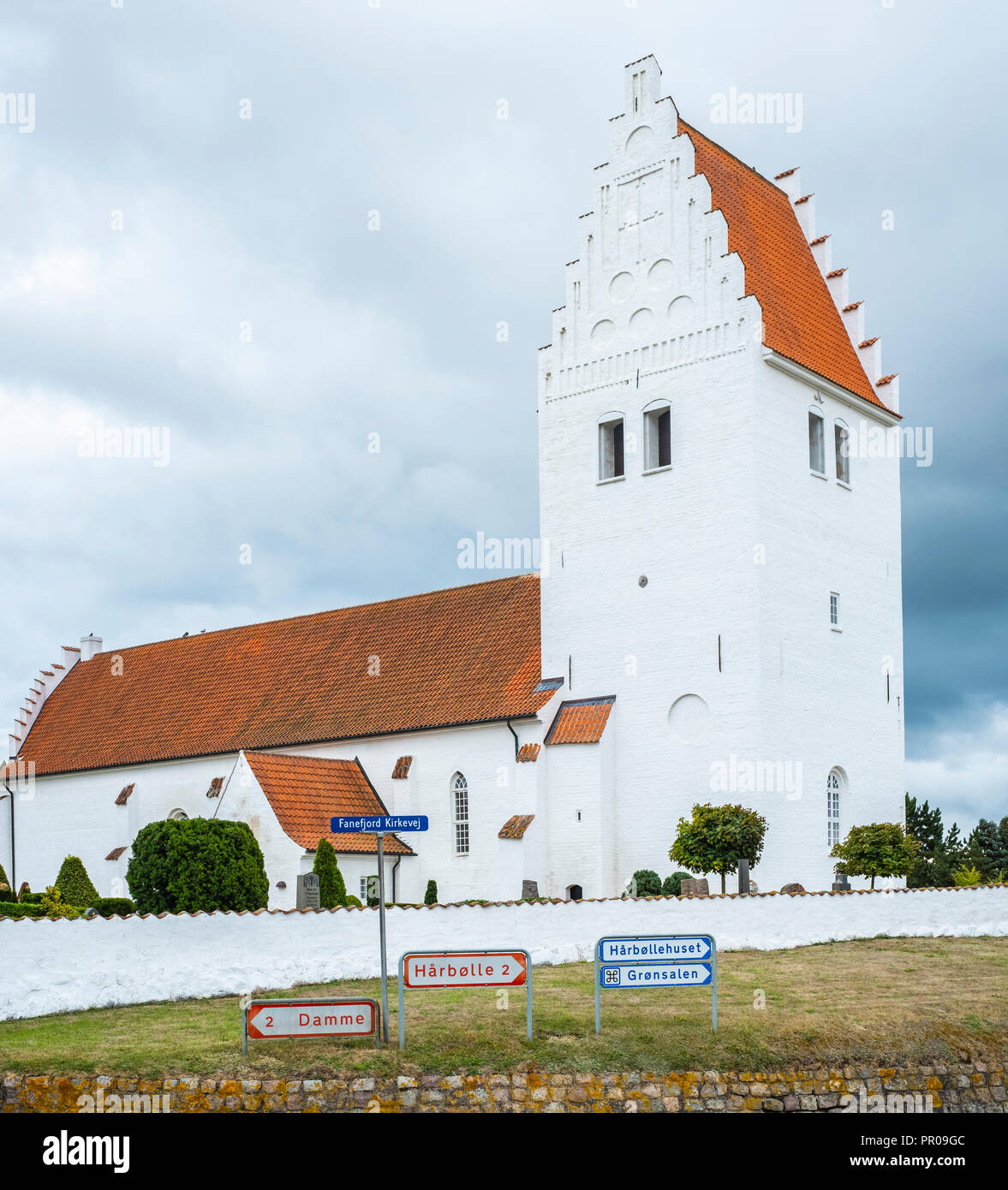 Exterior view of Fanefjord Church, Moen Island, Denmark, Scandinavia ...