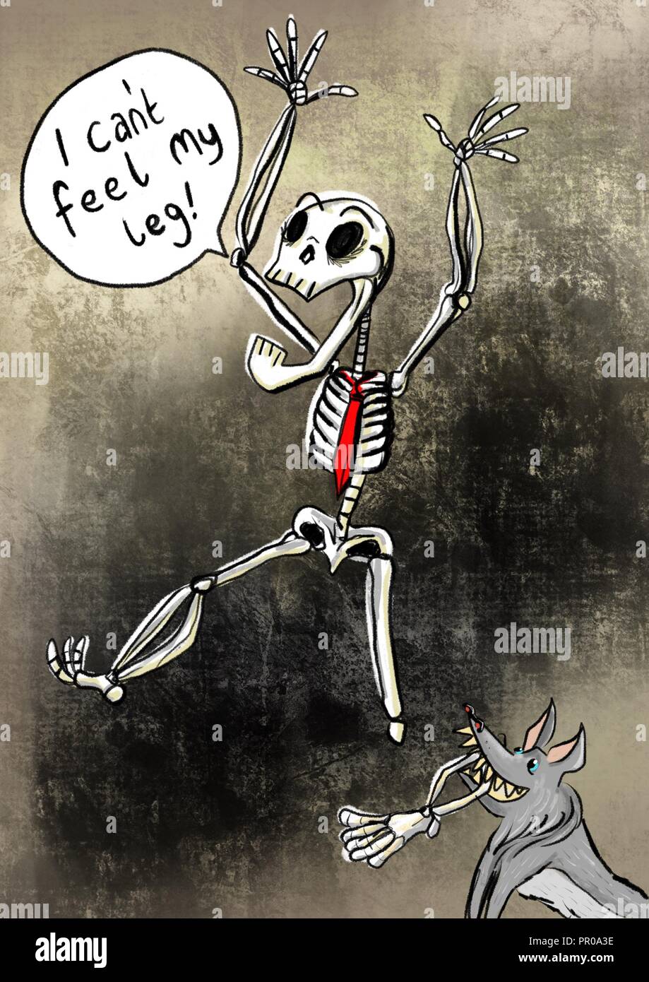 dog stealing a skeletons leg Stock Photo - Alamy