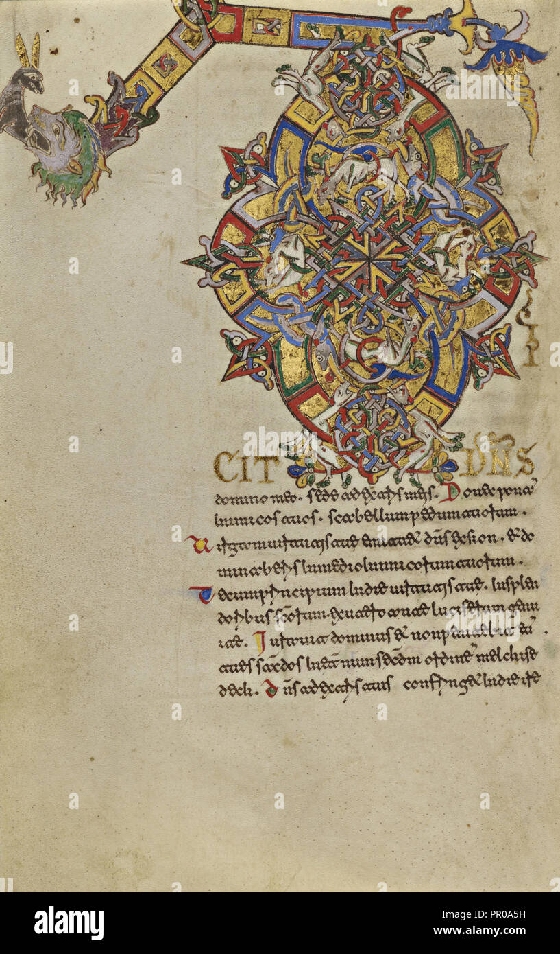 Inhabited Initial D; Montecassino, Italy; 1153; Tempera colors, gold ...