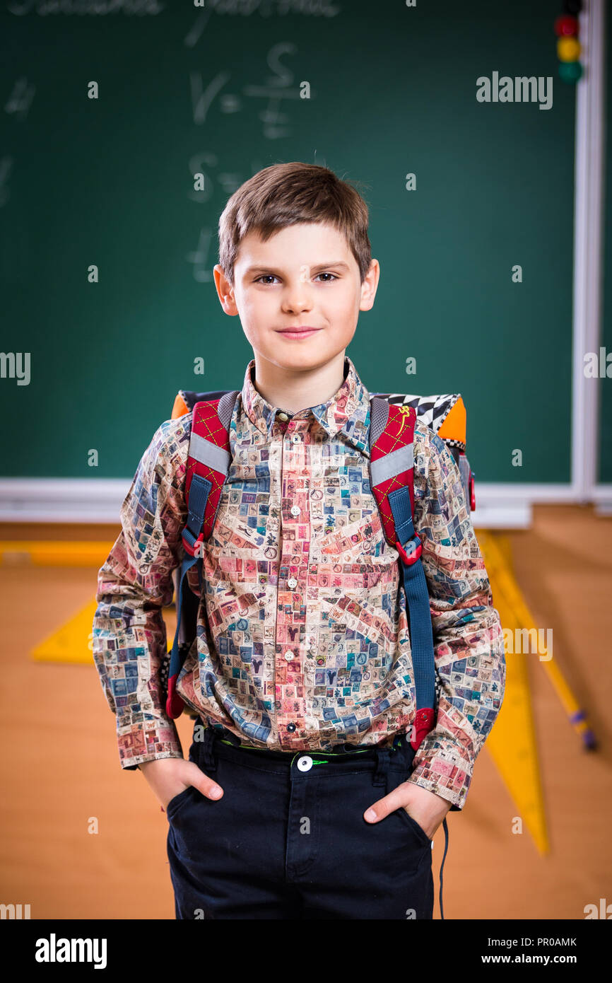 Ukraine. Kiev. May 5, 2018. Portrait of a schoolboy. A young 10 years ...