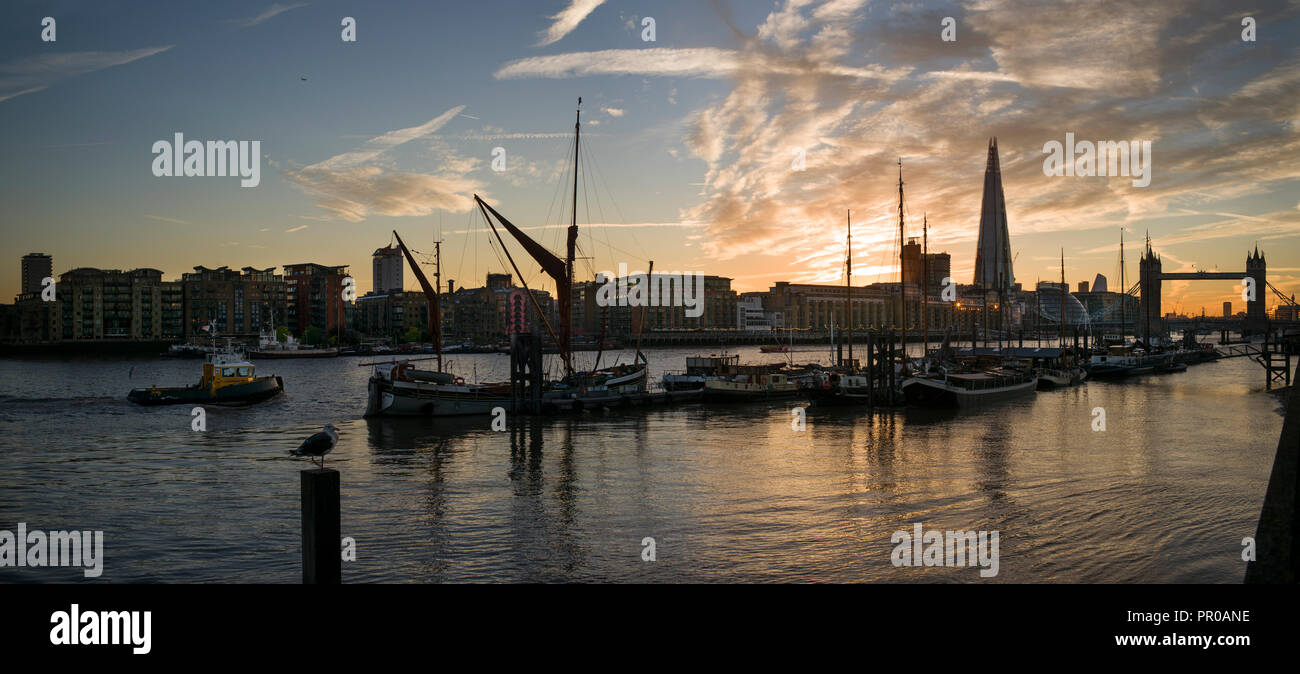 London, England UK. Stunning sunset over Tower Bridge and The Shard and ...