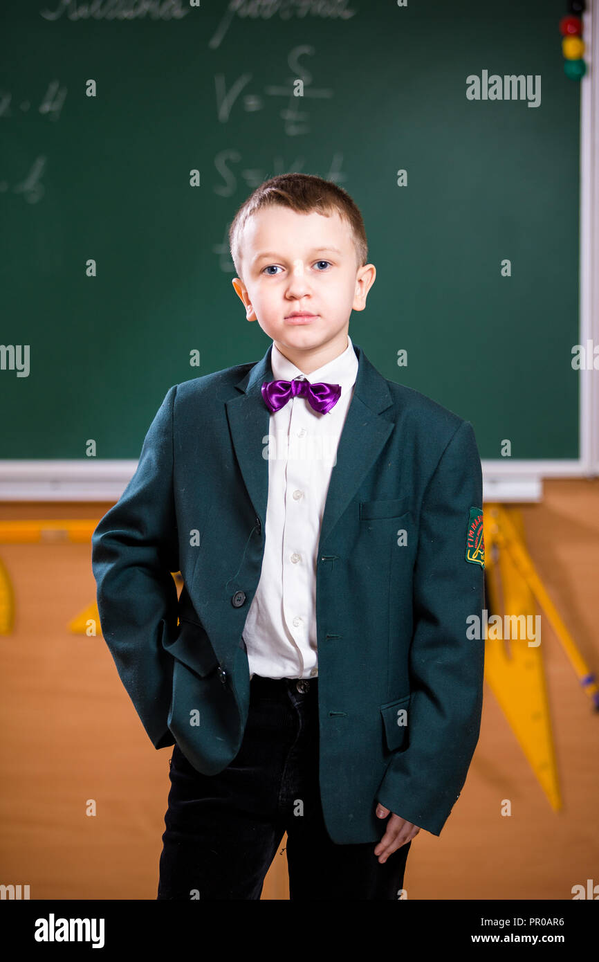 Ukraine. Kiev. May 5, 2018. Portrait of a schoolboy. A young 10 years ...
