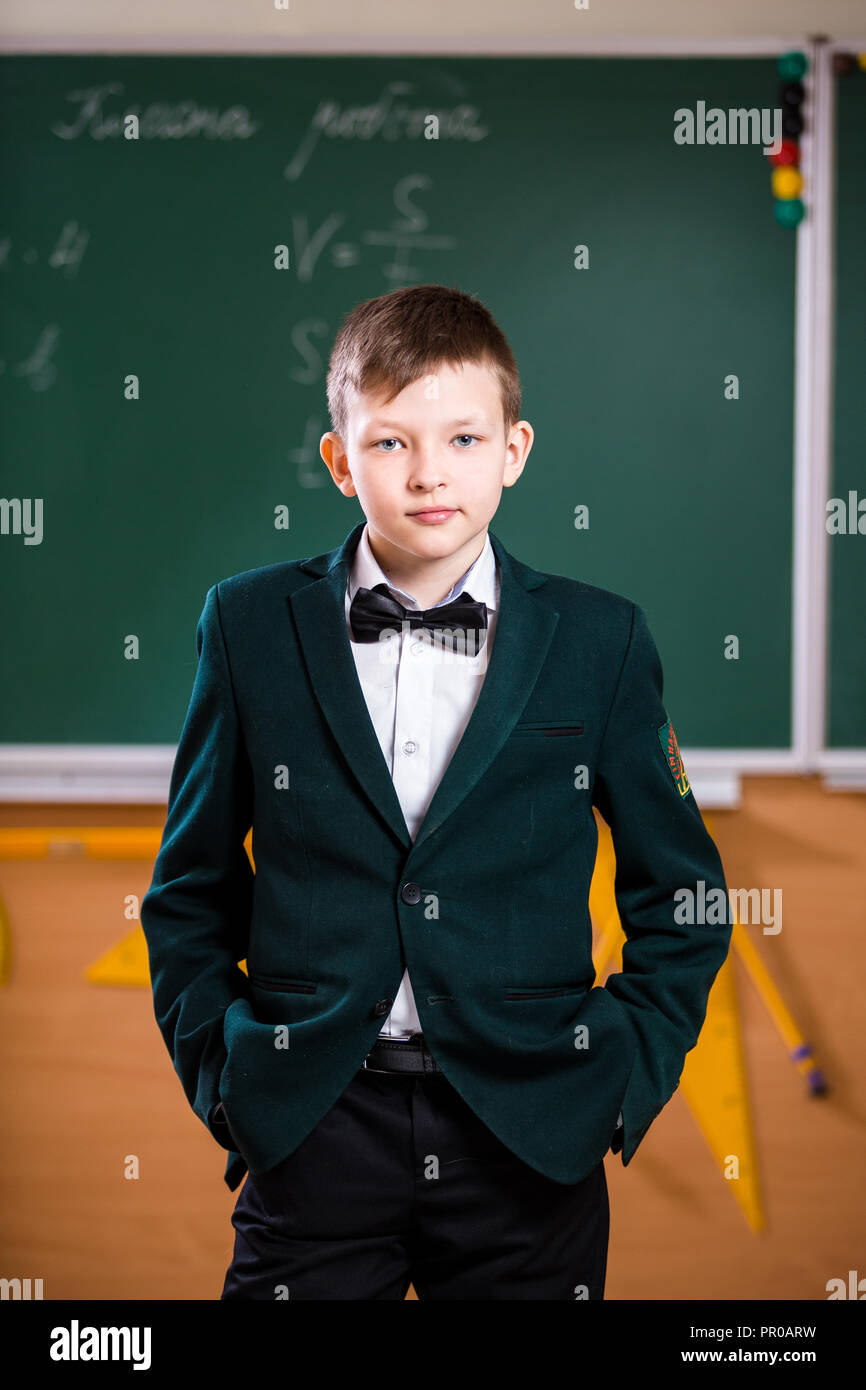 Ukraine. Kiev. May 5, 2018. Portrait of a schoolboy. A young 10 years ...