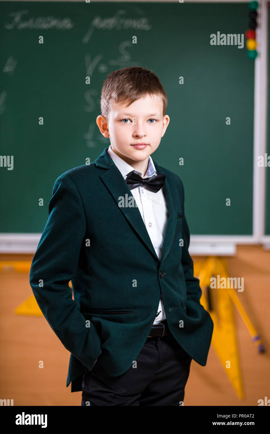 Ukraine. Kiev. May 5, 2018. Portrait of a schoolboy. A young 10 years ...