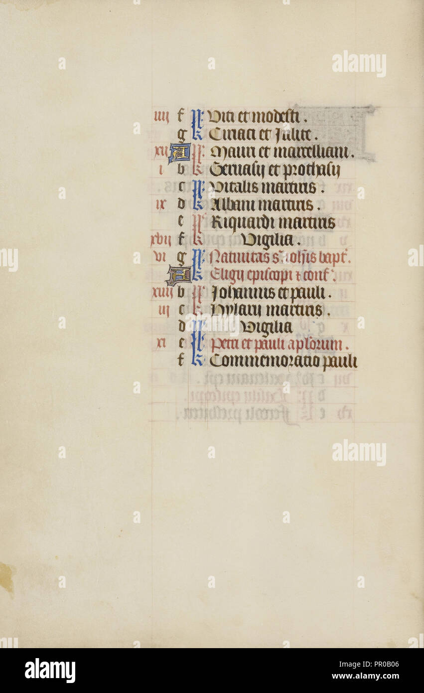 Calendar Page; Bruges, illuminated, Belgium; 1450s; Tempera colors ...
