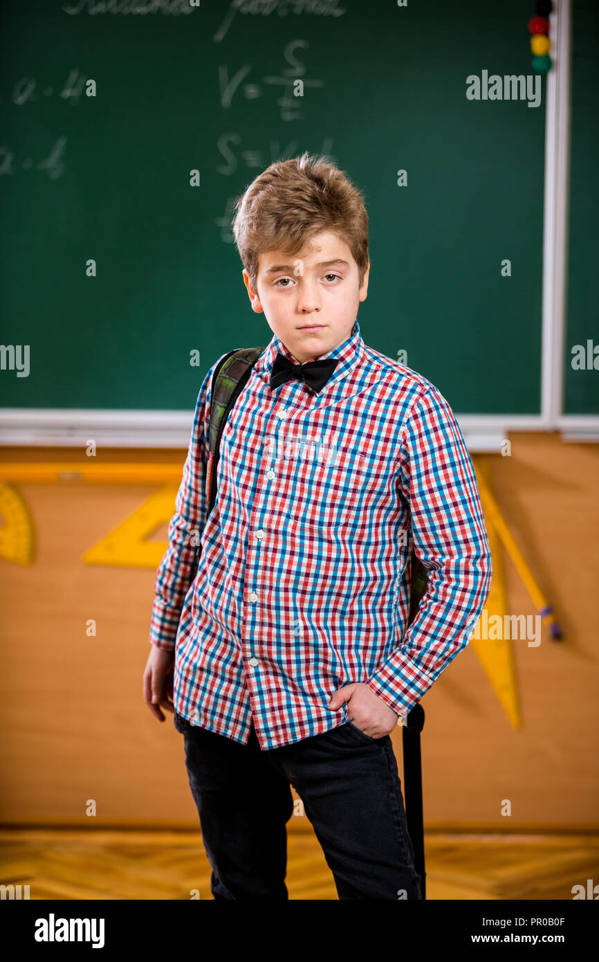 Ukraine. Kiev. May 5, 2018. Portrait of a schoolboy. A young 10 years ...