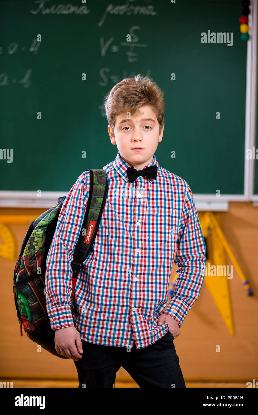 Ukraine. Kiev. May 5, 2018. Portrait of a schoolboy. A young 10 years ...