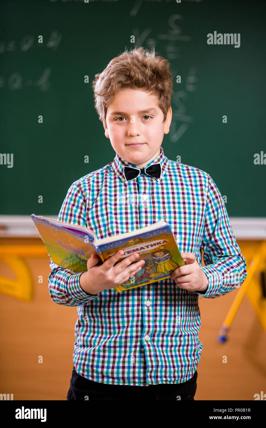 Ukraine. Kiev. May 5, 2018. Portrait of a schoolboy. A young 10 years ...