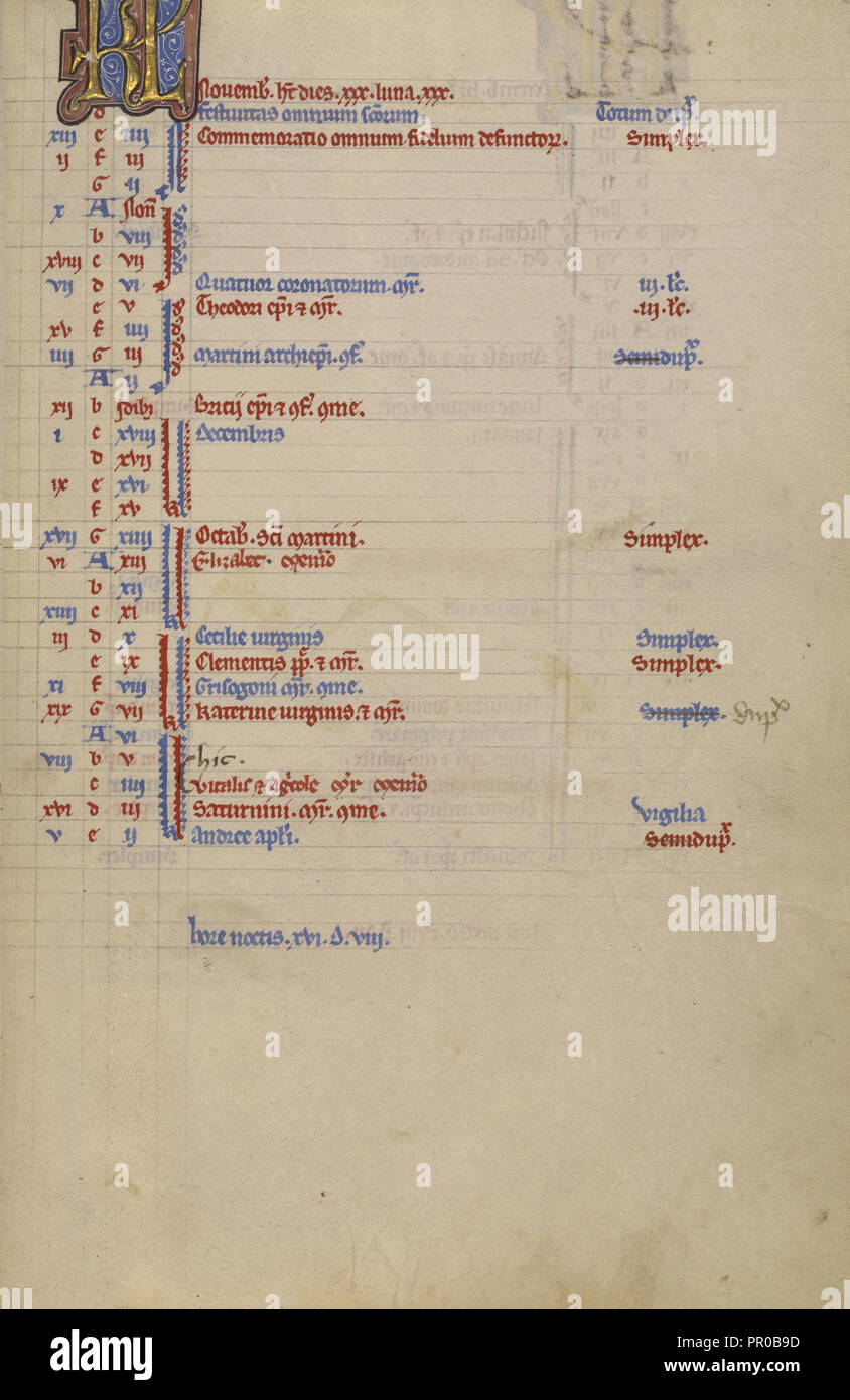 Calendar Page; Lyon, France; begun after 1234 - completed before 1262 ...