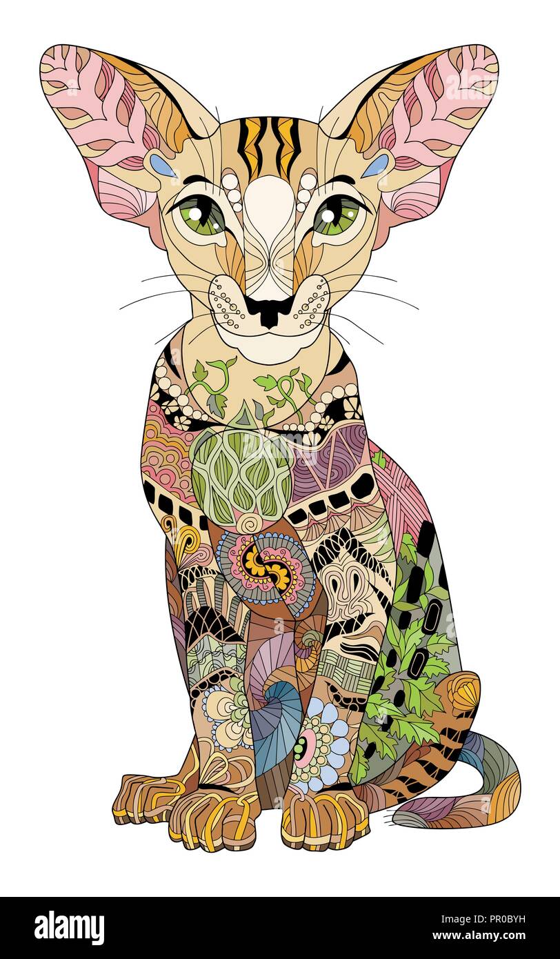 Cat zentangle styled with clean lines for t-shirt design, tattoo and ...